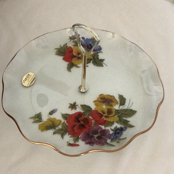 Chance Glass | Dining | Vintage English Glass Cake Plate With Pansy ...